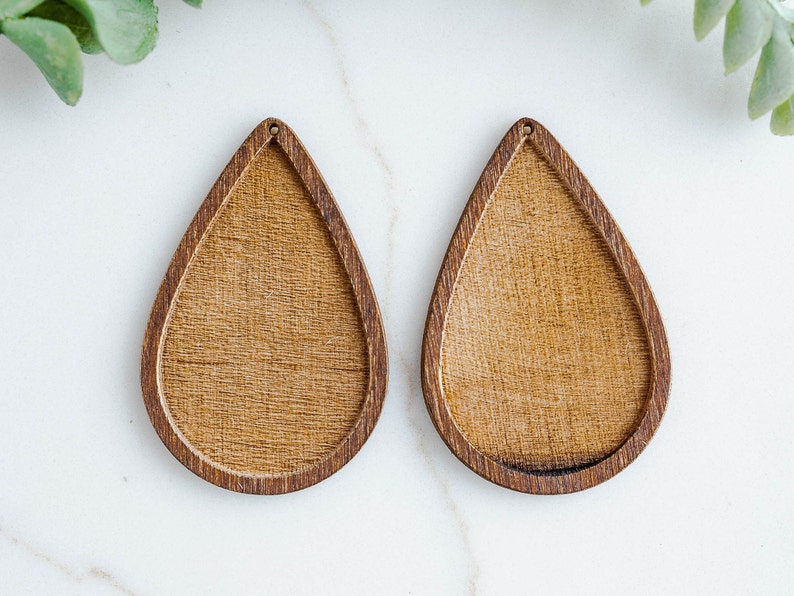 Teardrop Frame Bezel Wood Earring Blanks Free Matching SVG - Etsy