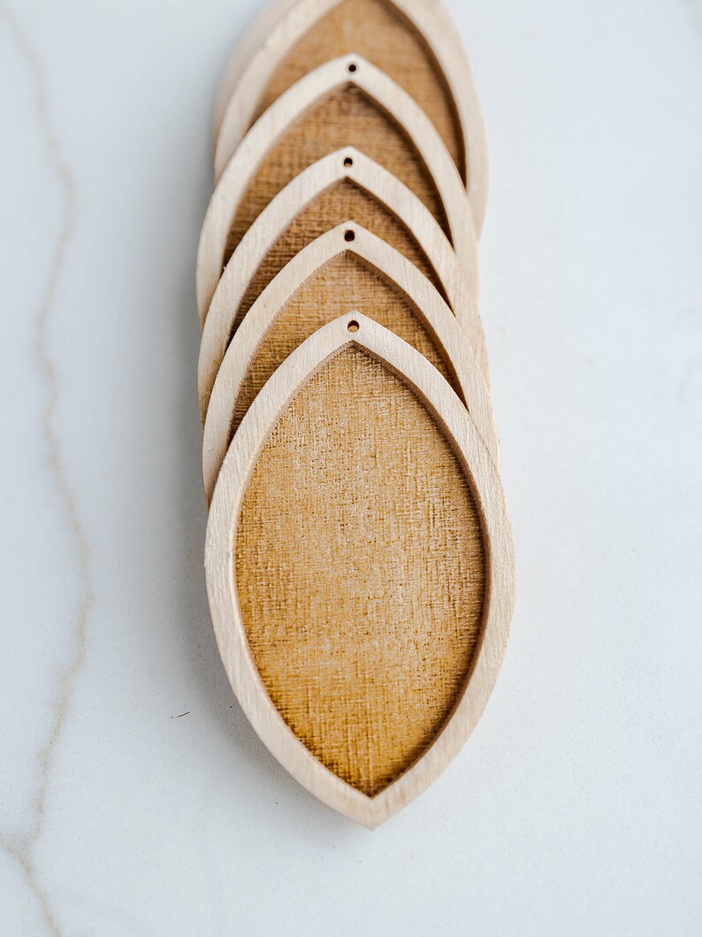 Wood Bezel for Cork or Leather in Bulk Petal Dangle Drop - Etsy