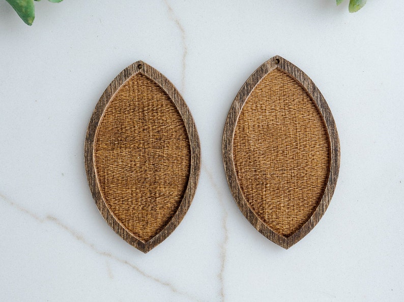 Wood Bezel for Cork or Leather in Bulk Petal Dangle Drop - Etsy