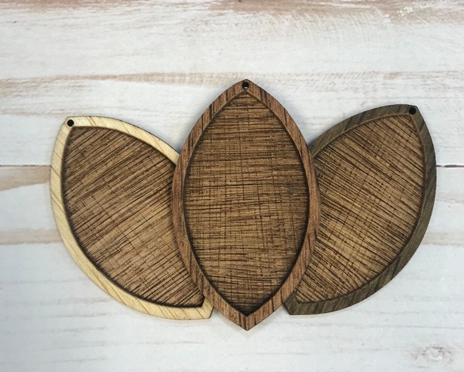 Wood Bezel for Cork or Leather in Bulk Petal Dangle Drop - Etsy