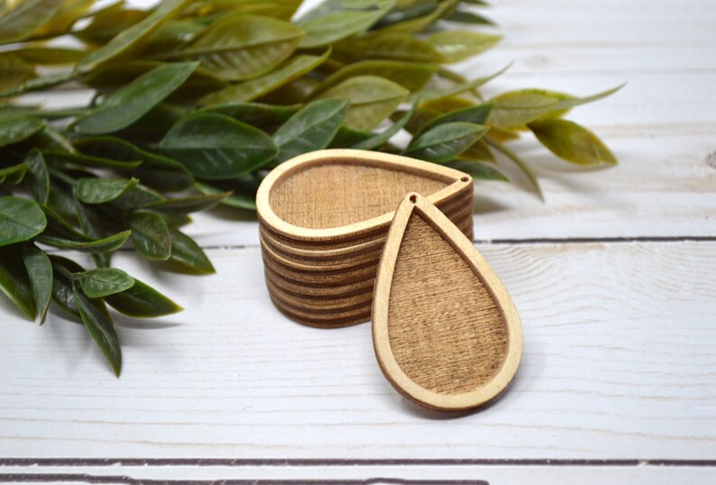 Small Wood Bezel Frame Resin or Faux Leather Bezel Teardrop - Etsy