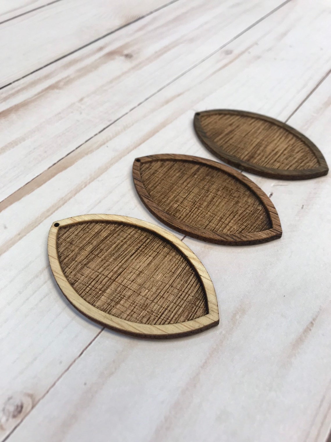 Wood Bezel for cork or leather in Bulk Petal Dangle Drop | Etsy