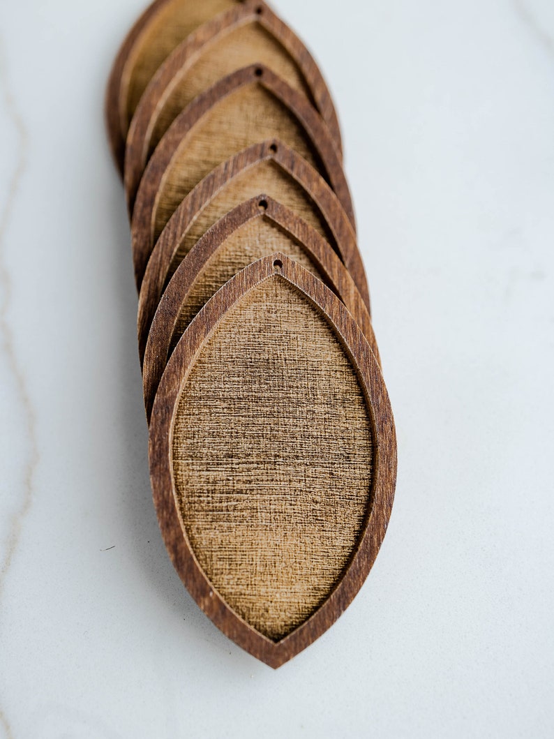 Wood Bezel for Cork or Leather in Bulk Petal Dangle Drop - Etsy