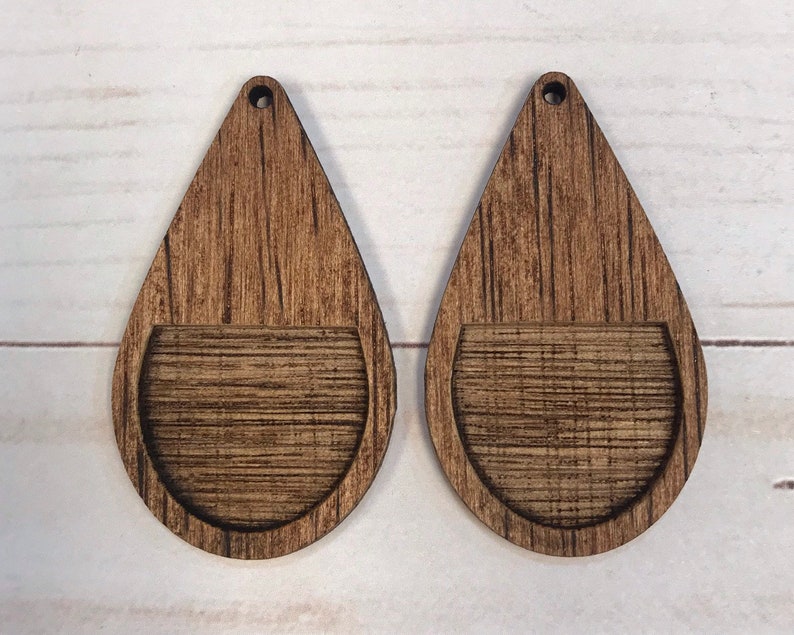 Wood Bezel Teardrop Earring Blanks Red Oak Teardrop Dangle - Etsy