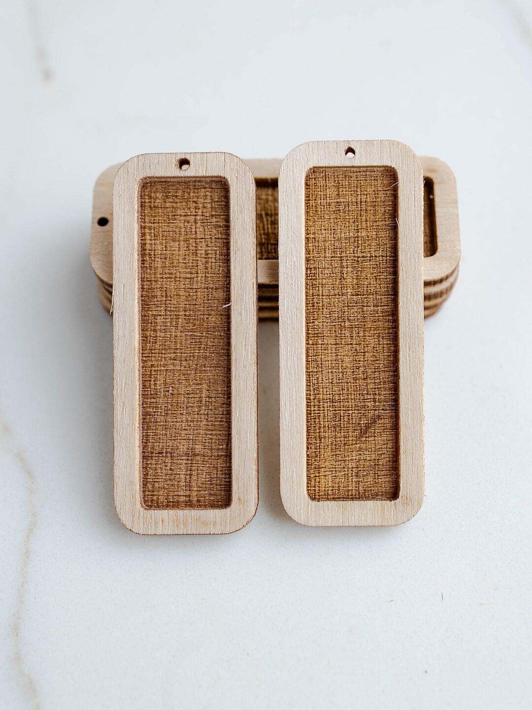Wood Bezel Earring Blanks: Rectangle Inset Tray, DIY Jewelry Making - Etsy