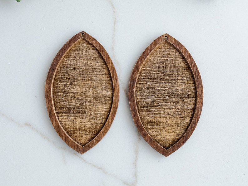 Wood Bezel for Cork or Leather in Bulk Petal Dangle Drop - Etsy