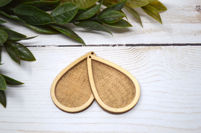 Small Wood Bezel Frame Resin or Faux Leather Bezel Teardrop - Etsy