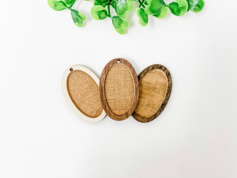 Oval Earring Bezel, Engraved Wood Earring Blanks, Connector Wood Blanks ...