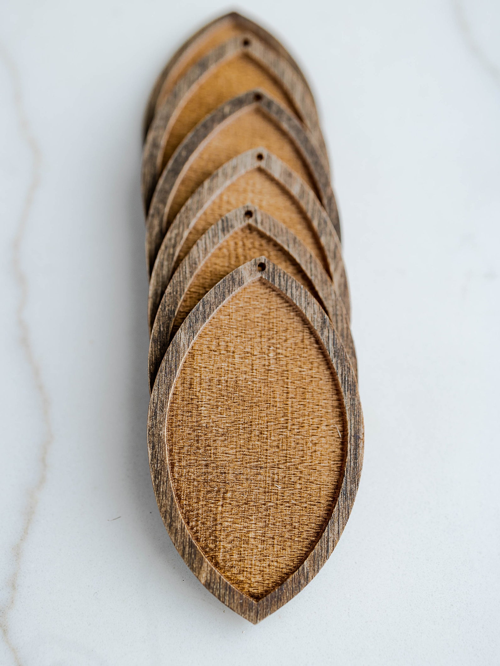 Wood Bezel for Cork or Leather in Bulk Petal Dangle Drop - Etsy