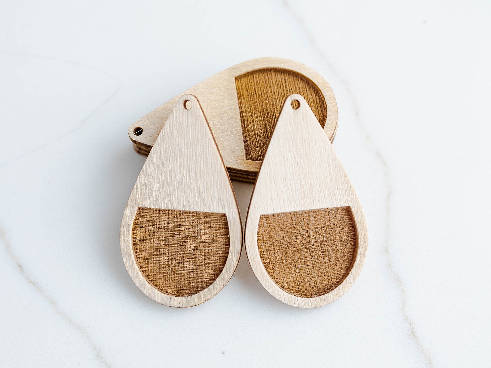 Wood Bezel in Bulk Teardrop Dangle Drop Earring Wooden Inset | Etsy