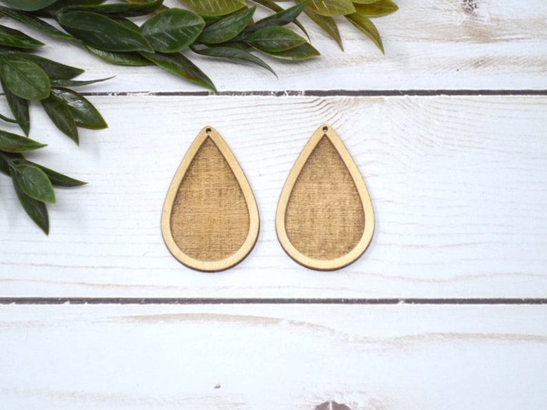 Small Wood Bezel Frame Resin or Faux Leather Bezel Teardrop - Etsy