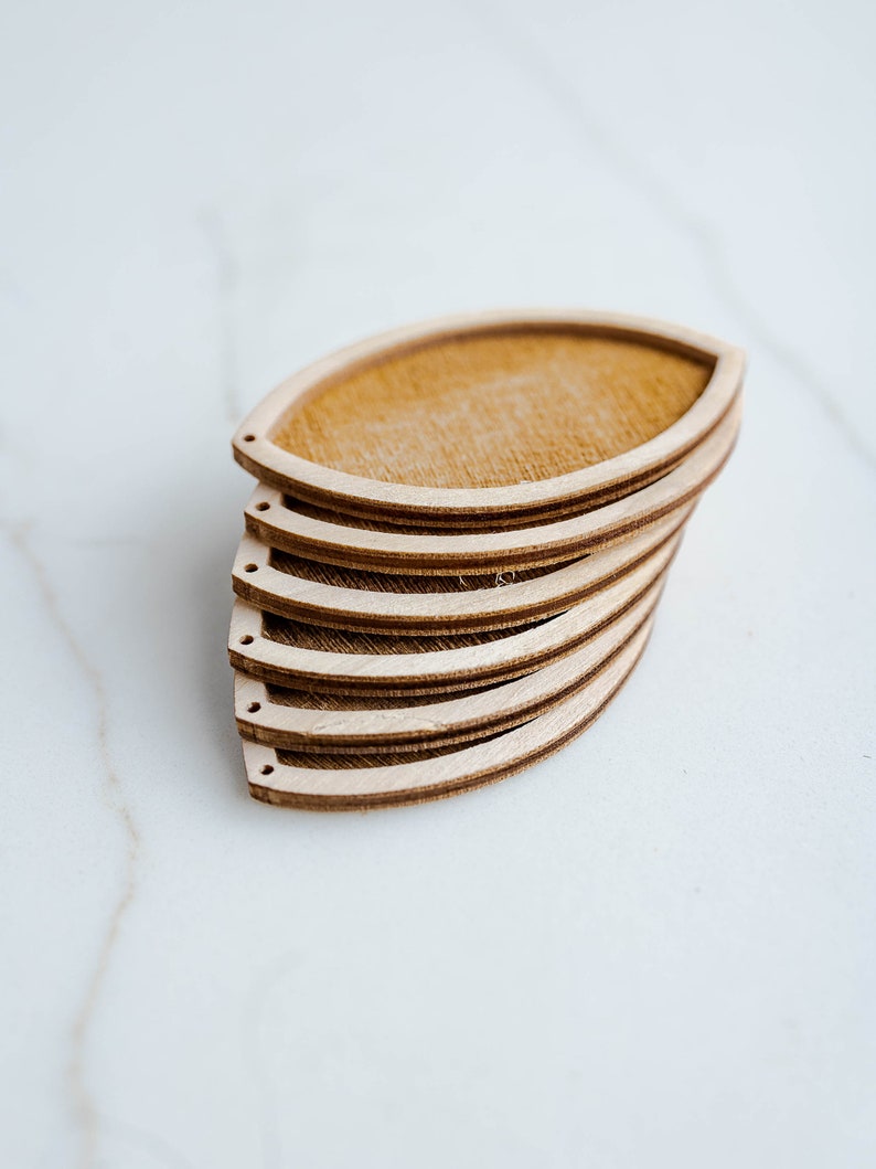 Wood Bezel for Cork or Leather in Bulk Petal Dangle Drop - Etsy