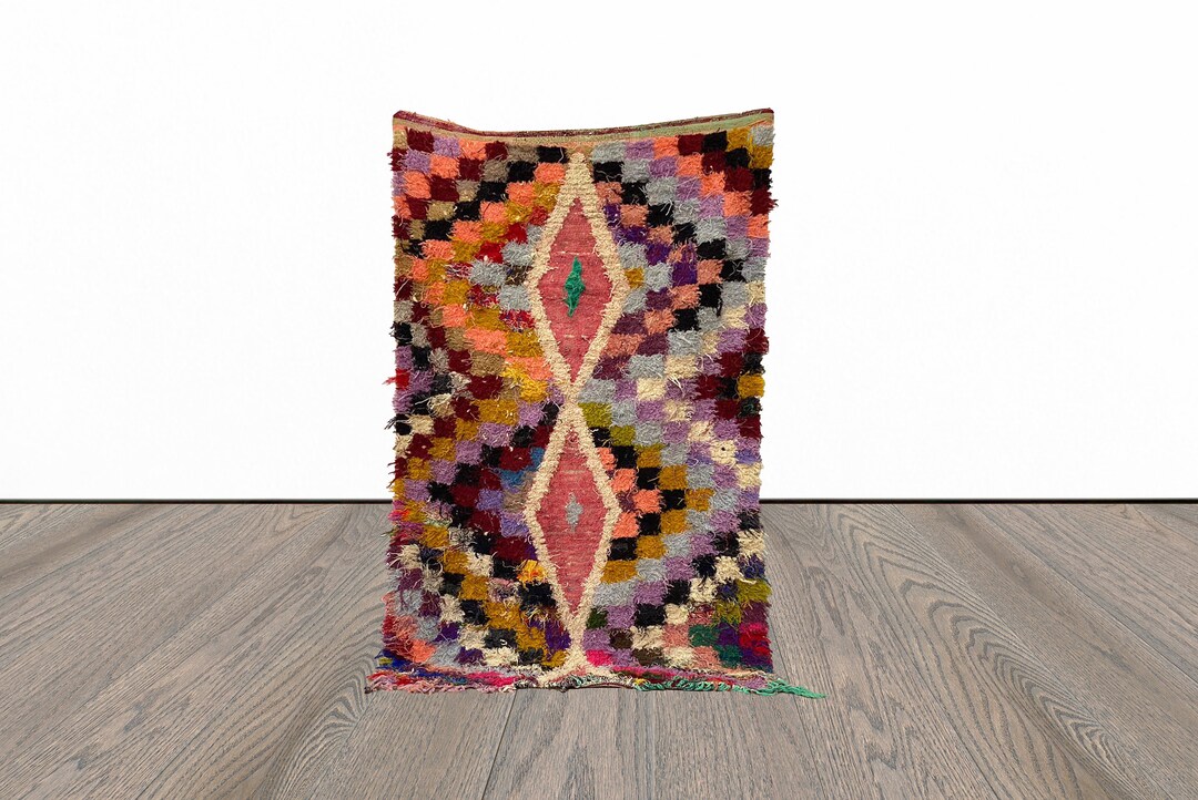 Vintage Colorful Area Rug, 4x7 Feet Moroccan Woven Rug, Berber Azilal ...