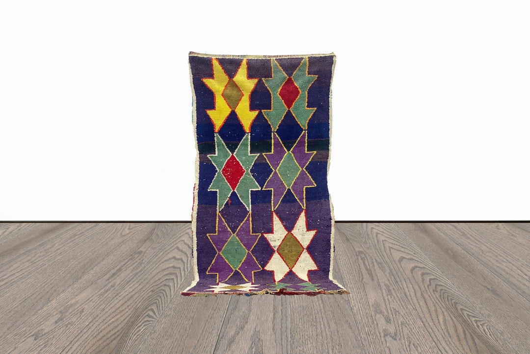 Beautiful Moroccan Rug, 3x7 Feet Vintage Rug, Berber Area Rug, Unique ...