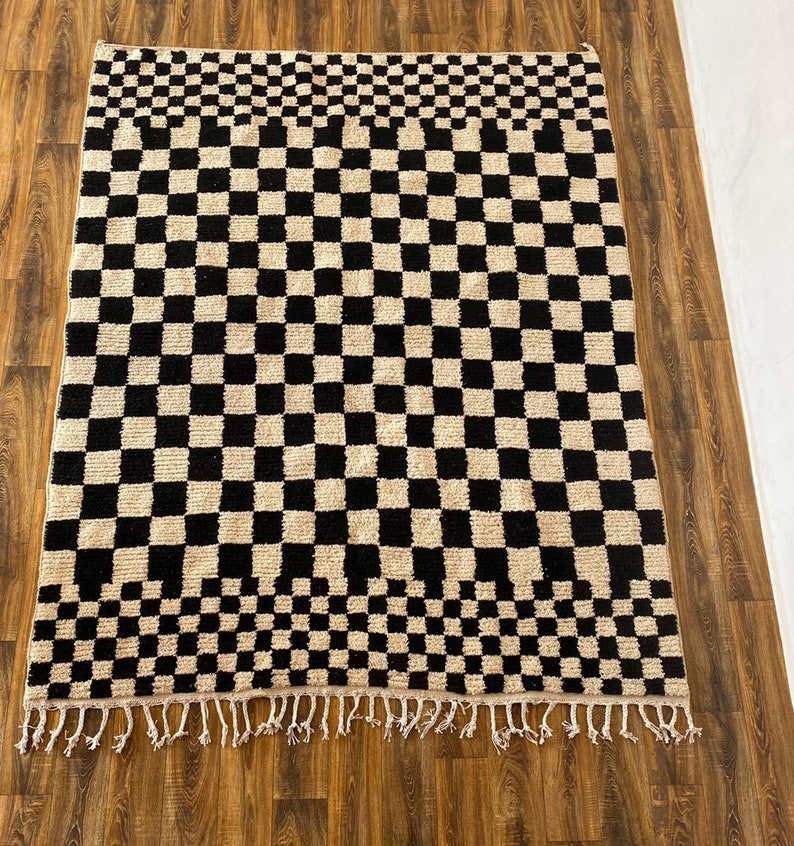 Black and White Checkered Rug Checkered Moroccan Rug. - Etsy