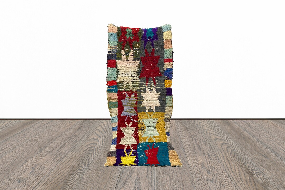 Colorful Moroccan Area Rug, 3x6 Feet Vintage Area Rug, Unique Woven Rug ...