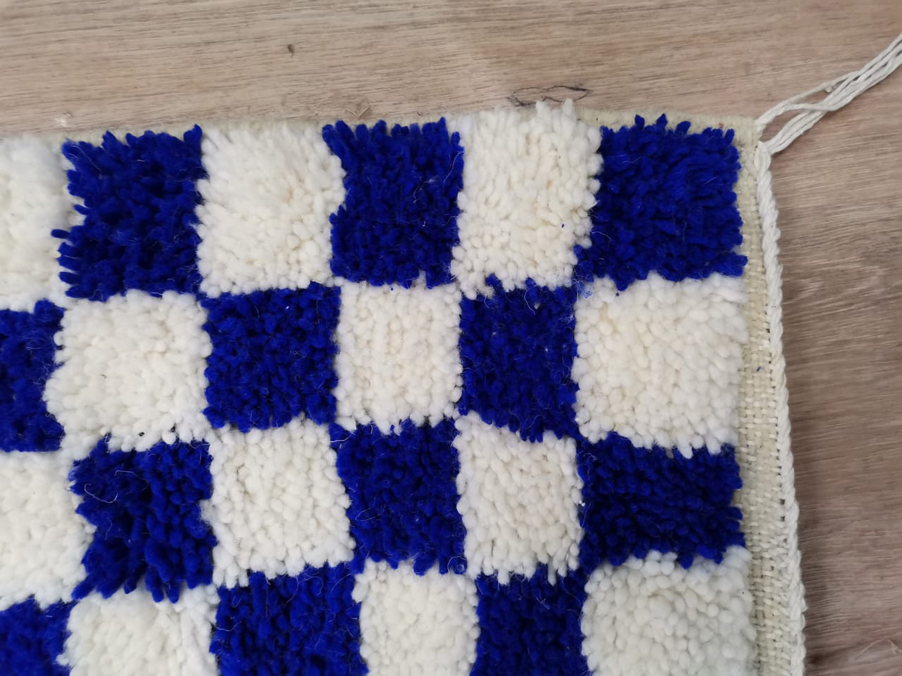 Large checkered area rug Moroccan checkerboard rug | Etsy