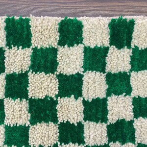 Moroccan Green Checkered Rug! Checkerboard Handmade Area Rugs. - Etsy