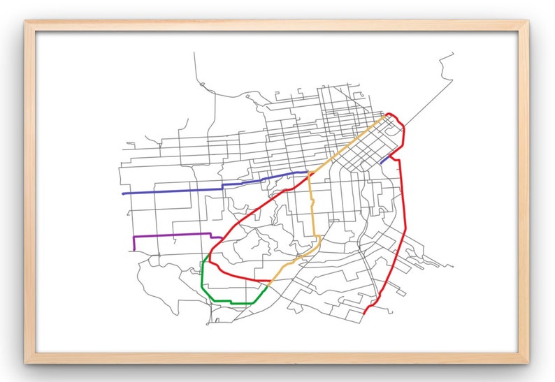 San Francisco MUNI Transit Printable Map - SF Train and Bus System ...