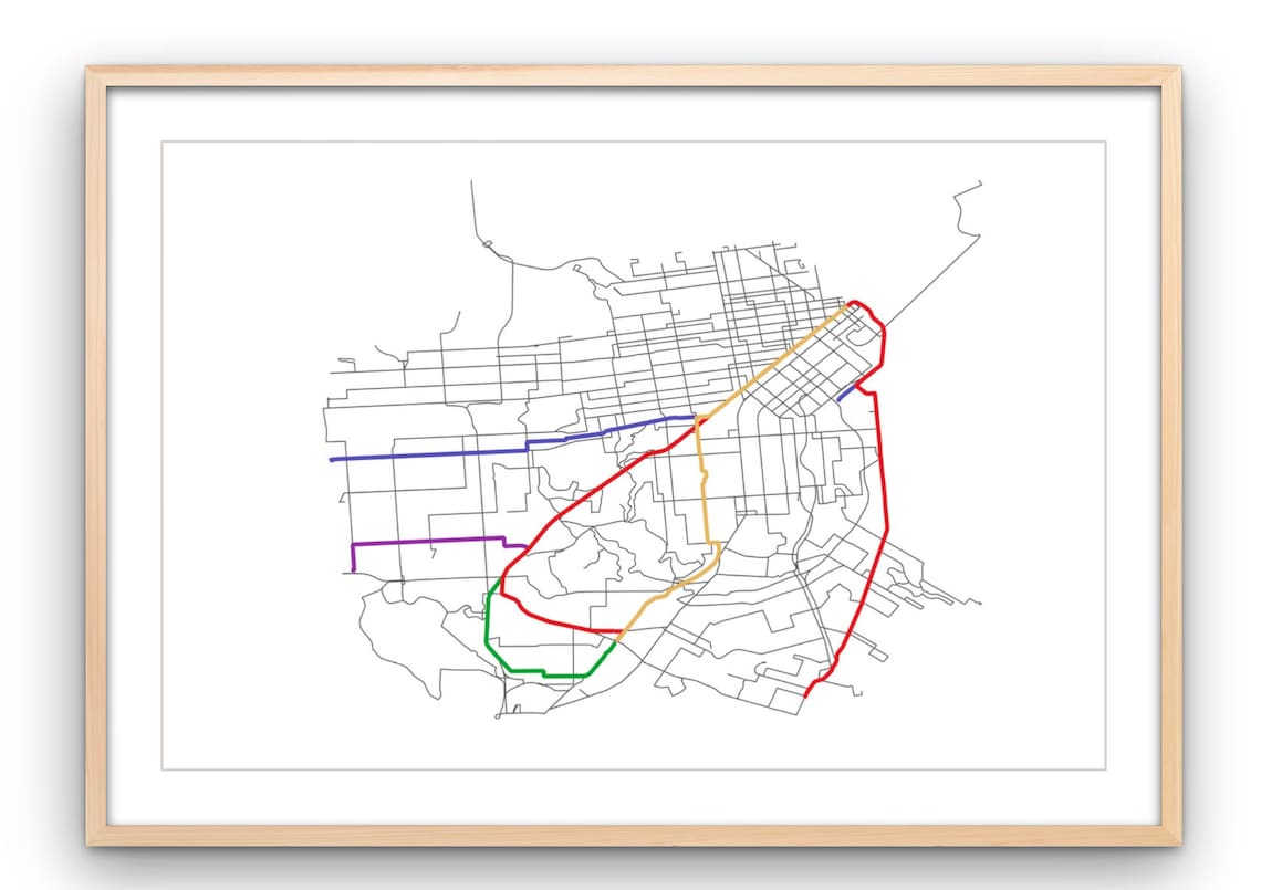 San Francisco MUNI Transit Printable Map - SF Train and Bus System ...