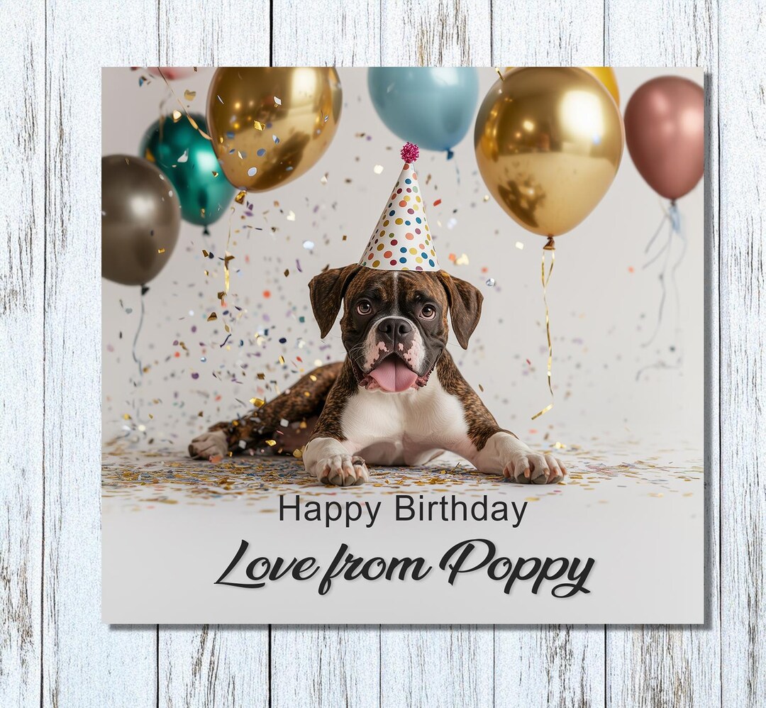 Boxer Dog Birthday Card - Personalised Dog Card - Mum Dad Son Sister ...
