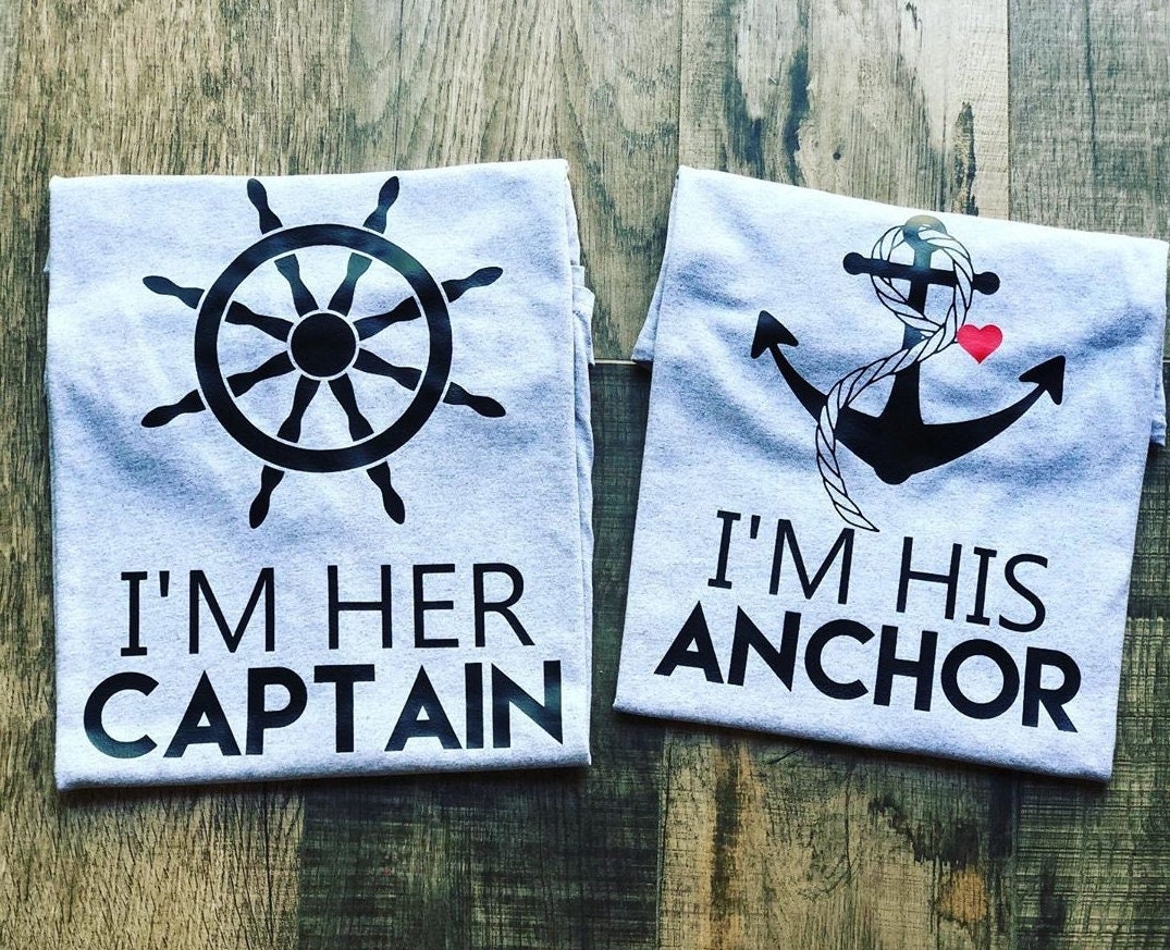 Captain and Anchor Bundle Couples Shirts, His and Hers - Etsy