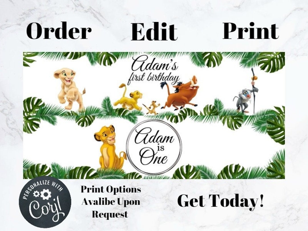 Lion King Water Bottle Label, King, Birthday, Birthday Water Label ...