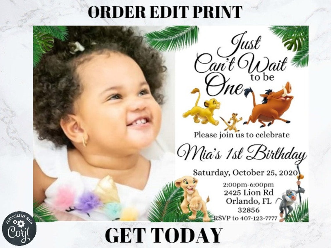 Simba Birthday Invitation Lion King Birthday Invitation - Etsy