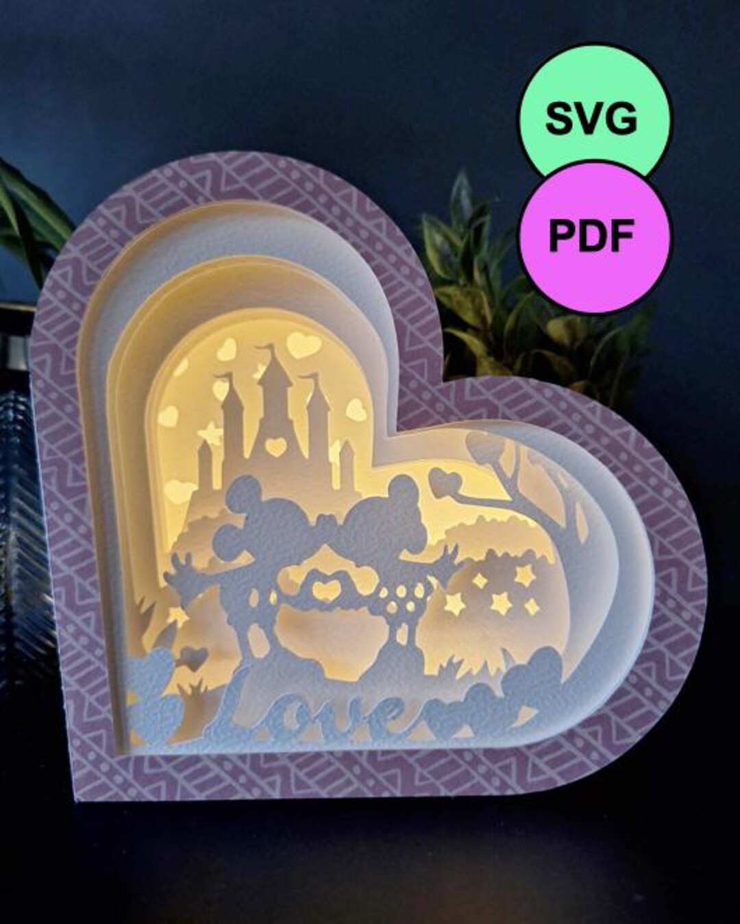 Mickey Minnie Heart Light Box - Etsy