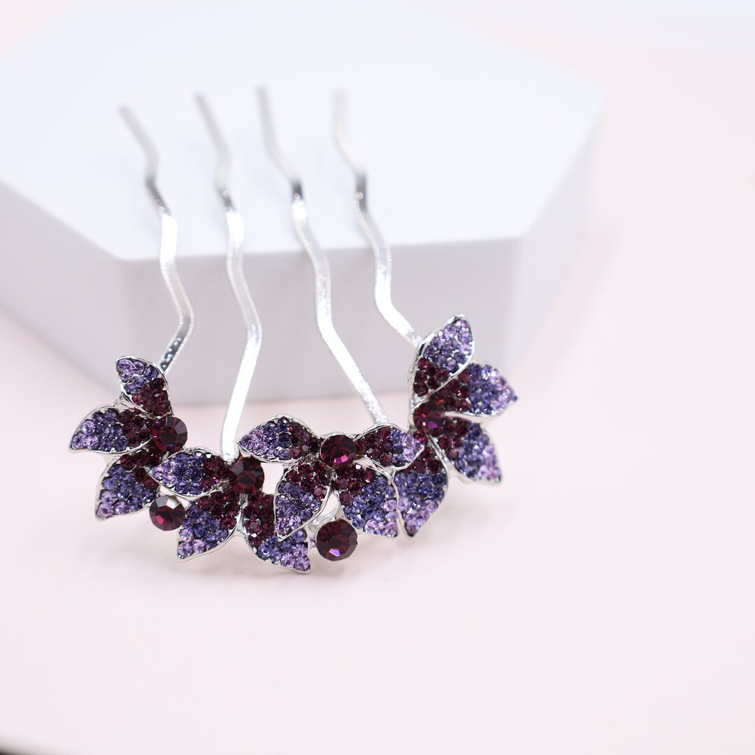 Lavender Hair Comb Long Leg, Purple Hair Accessory Hair Stick for Updos ...