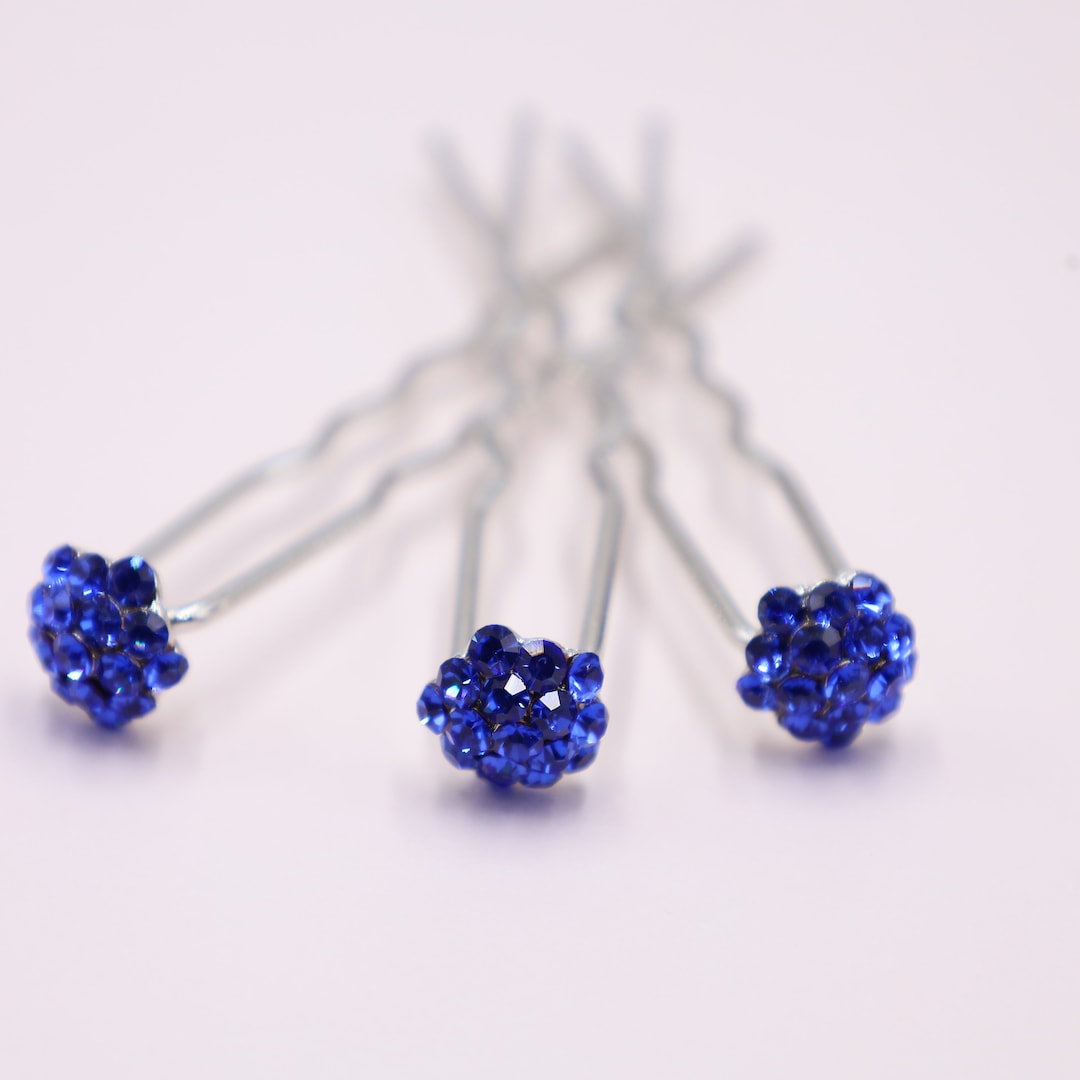 Royal Blue Wedding Bridal Hair Pins,blue Hair Pins for Bride, Crystal ...