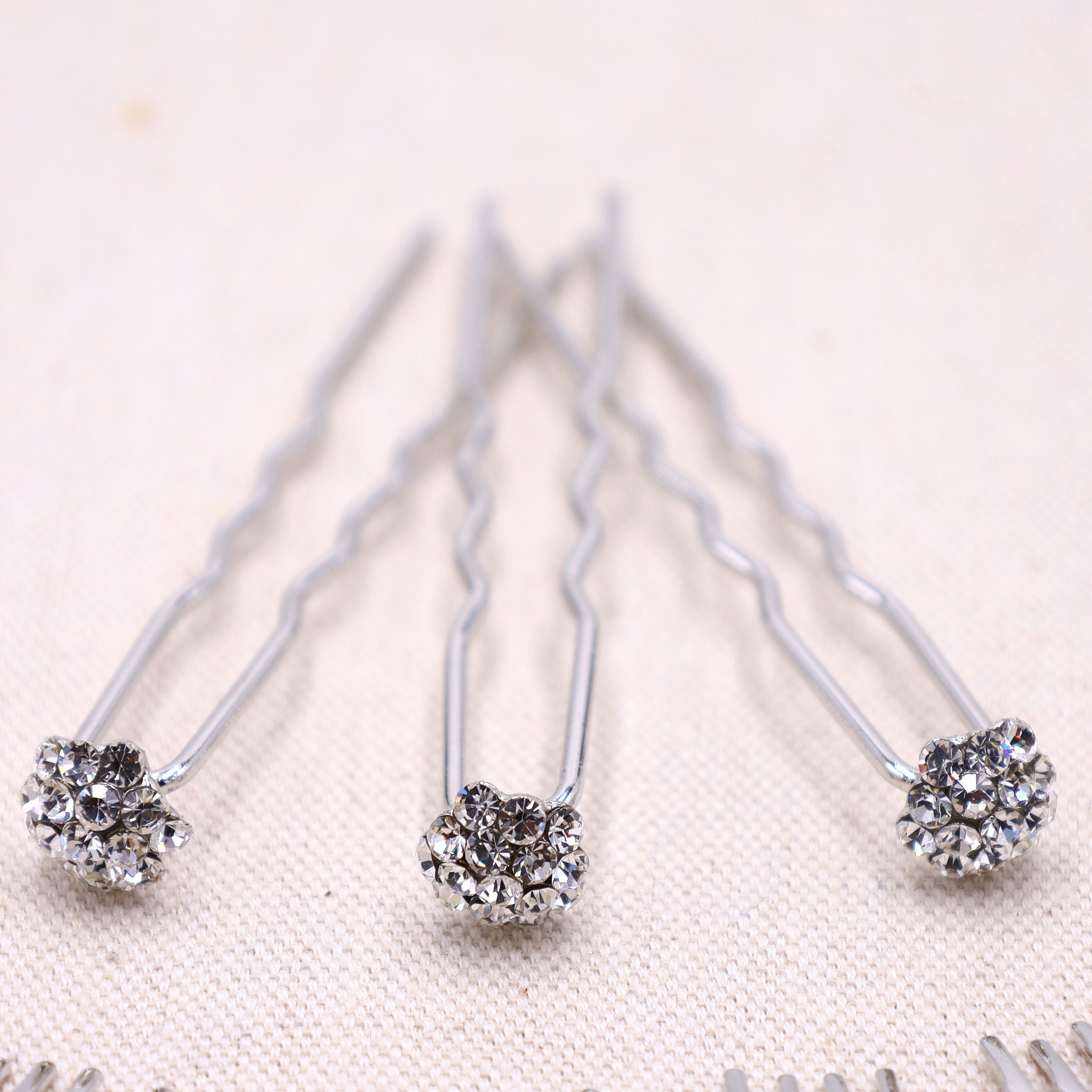 Bridal Hair Pins: Silver Crystal Updo Hairpiece - Set of 3 - Etsy