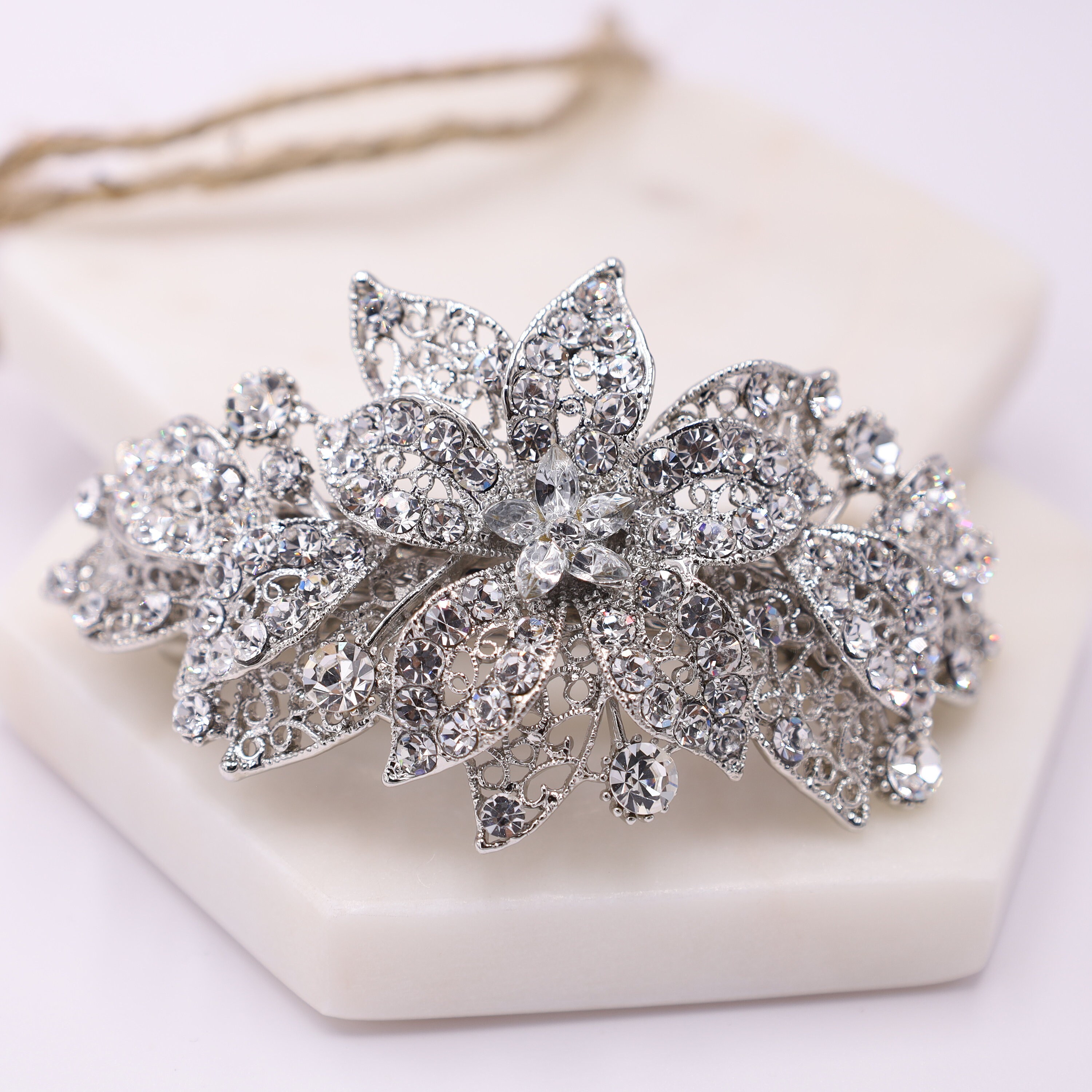 Crystal Barrette Hair Piece Bridal Barrette Swarovski | Etsy