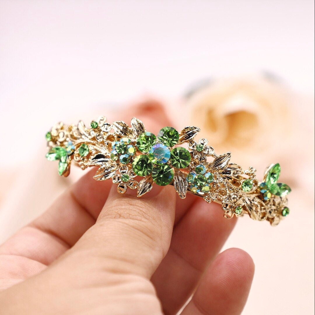 Crystal French Barrette: Vintage Style Hair Clip - Etsy