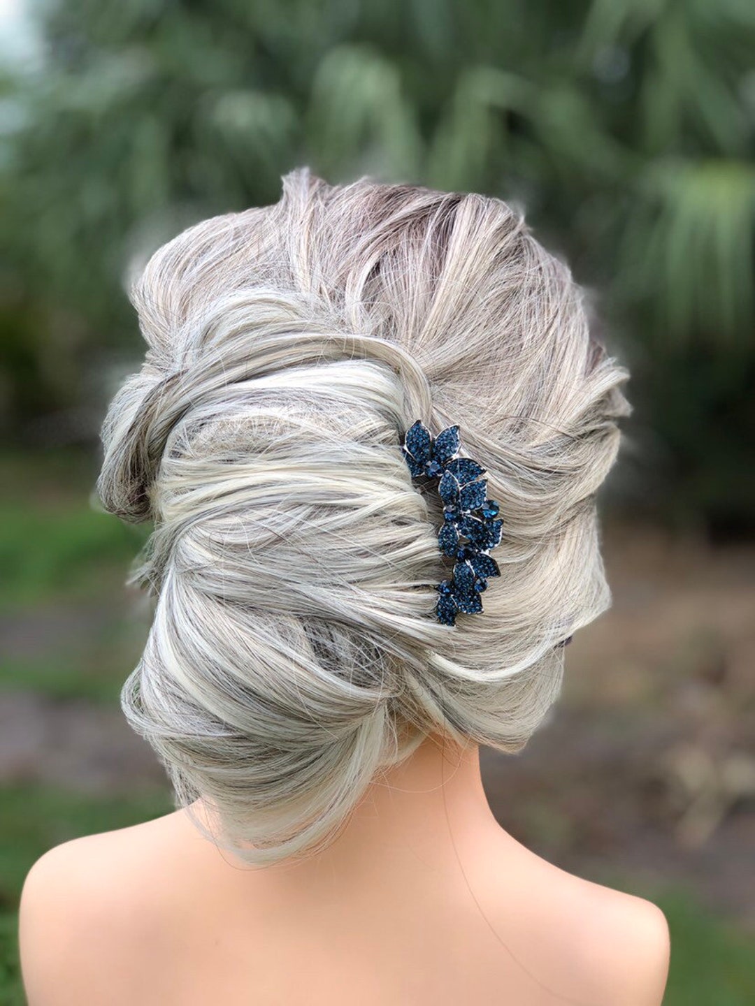 Navy Blue Crystal French Comb, Updo Hair Piece - Etsy