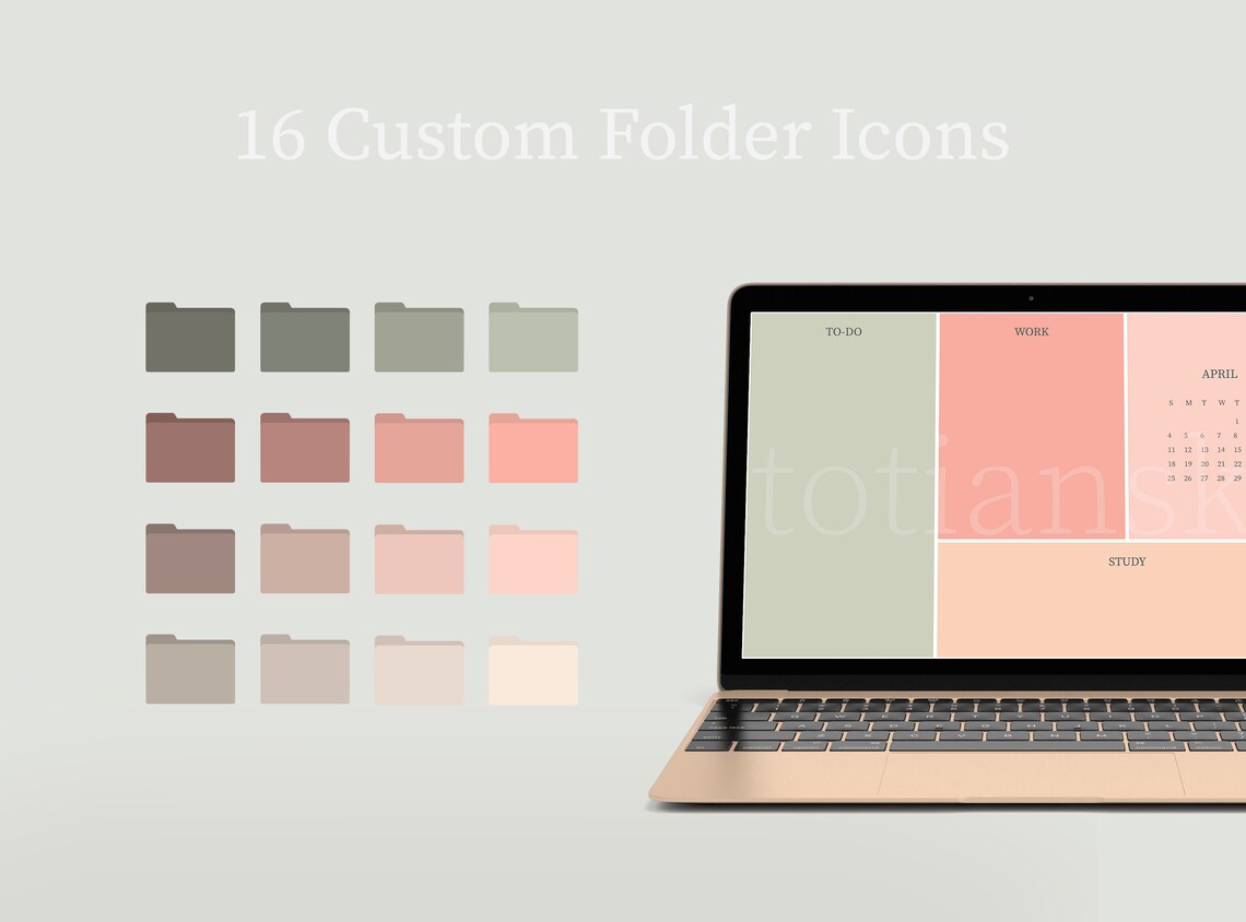 Spring Neutral Desktop Wallpaper Organizer Includes 16 | Etsy