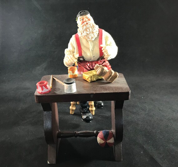 Santa at his workbench Clothique Santa Vintage Santa figure | Etsy