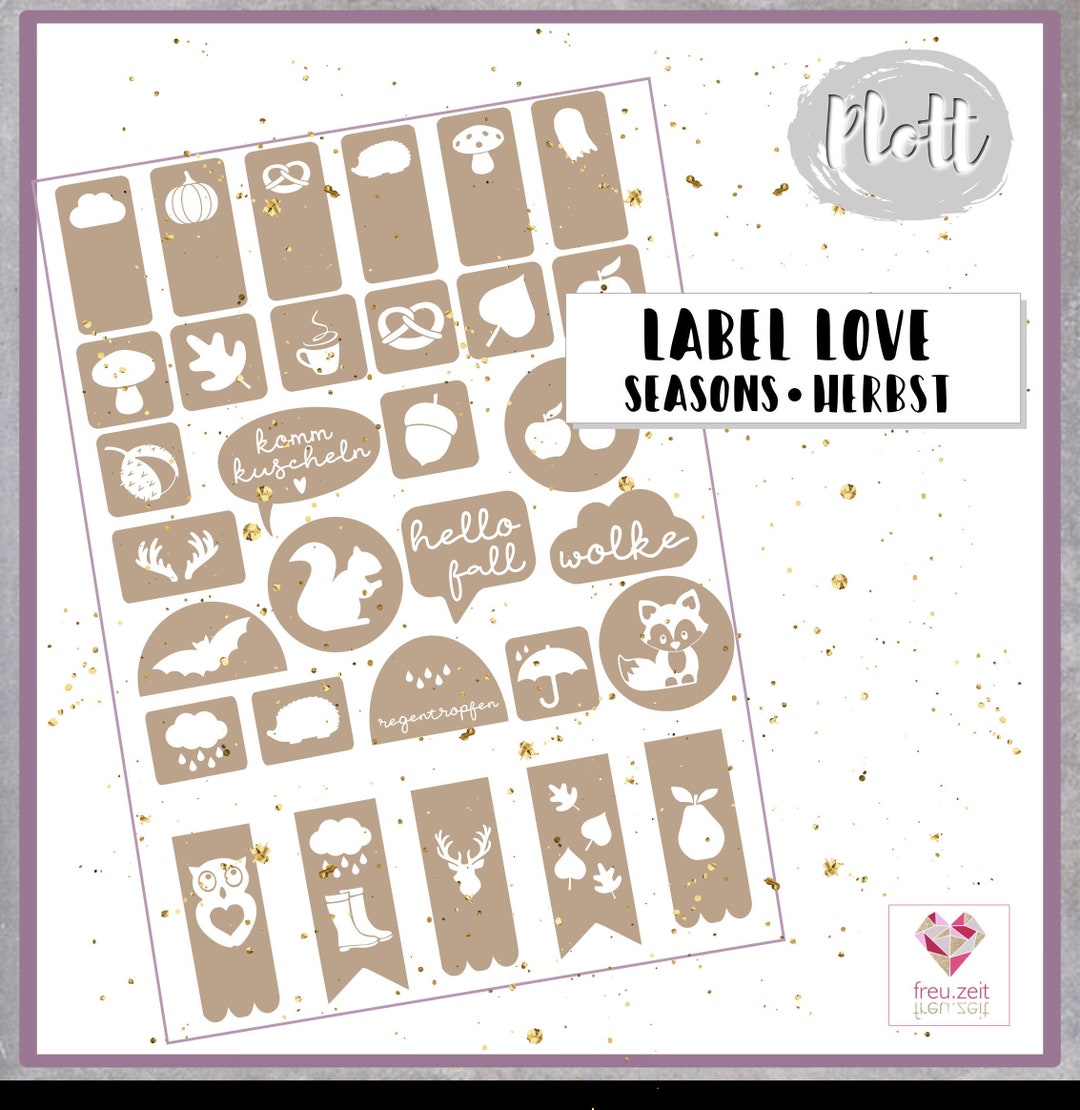 Plotter File SVG. DXF Label Love SEASONS Autumn 30 Labels/patches - Etsy