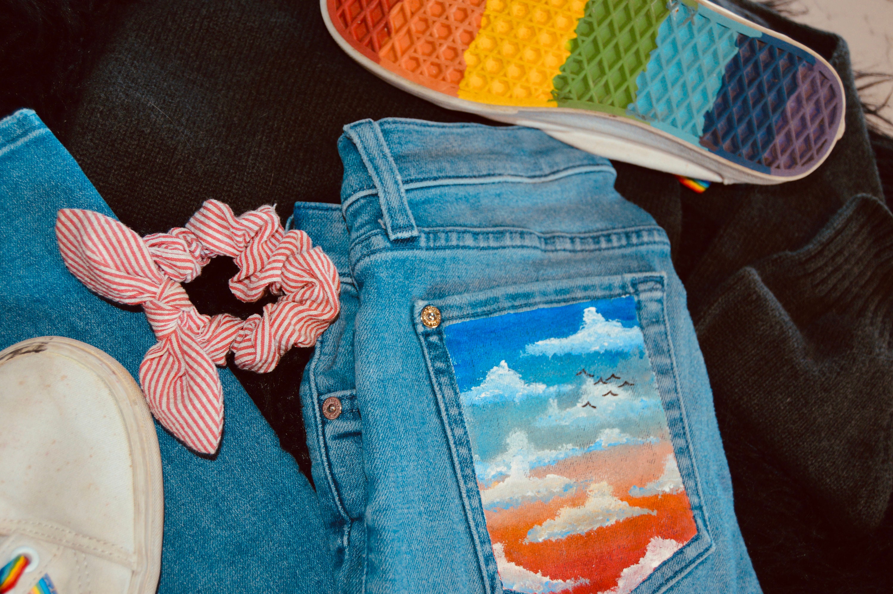 Galaxy / Cloudy Sunset Custom Painted Denim Jeans - Etsy