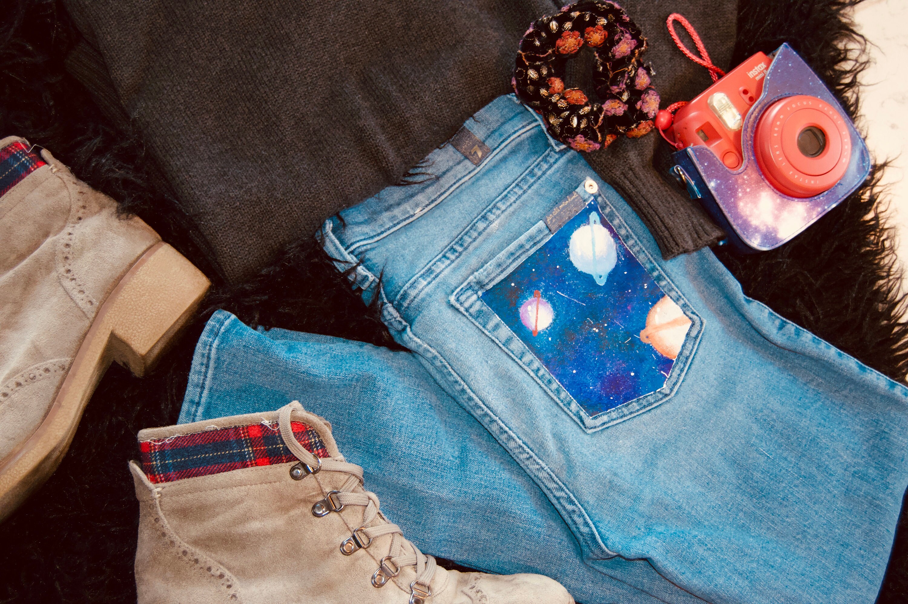 Galaxy / Cloudy Sunset Custom Painted Denim Jeans - Etsy