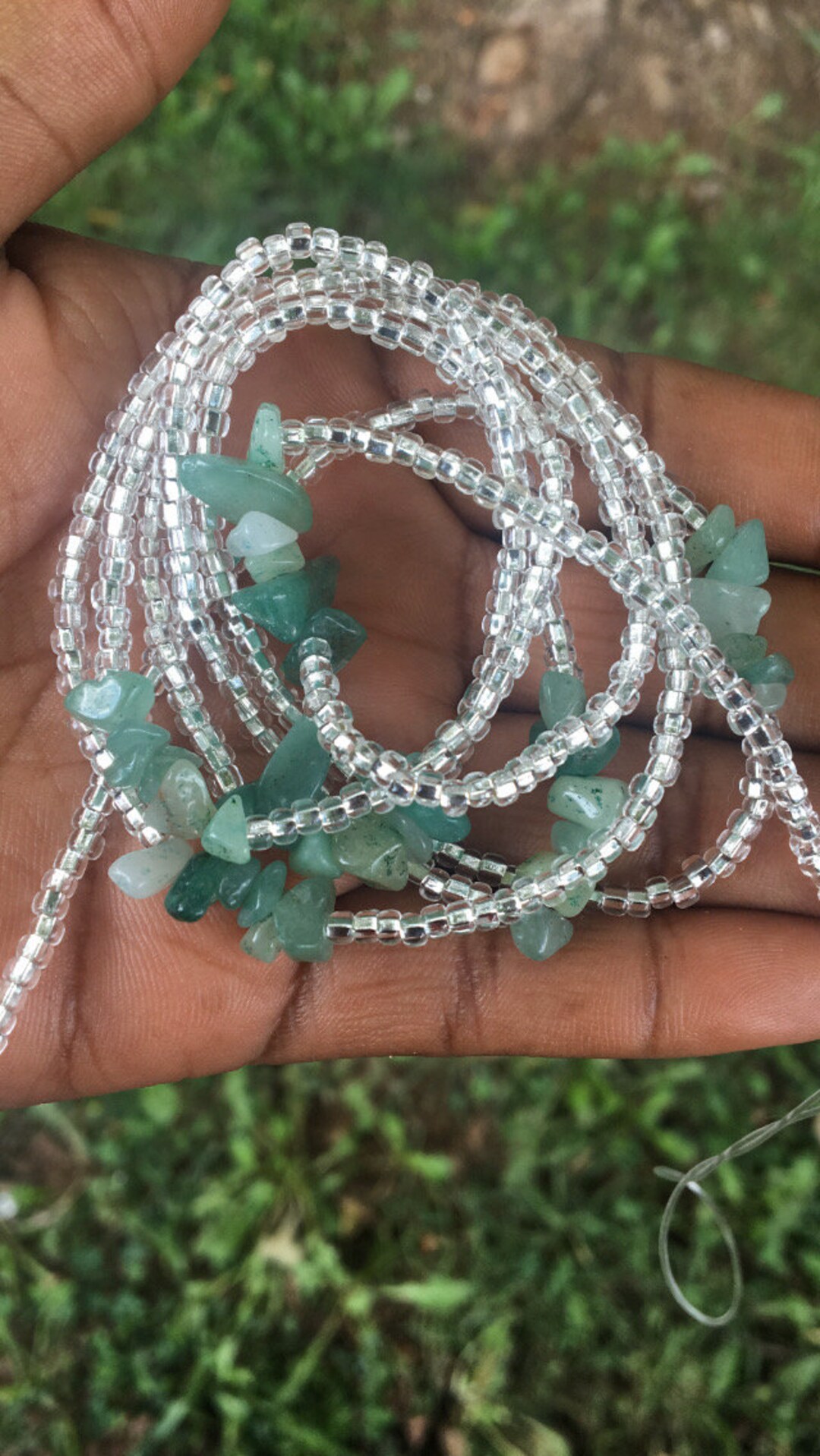 Tie on Waist Bead Green Crystals African Belly Beads for Weight Loss ...