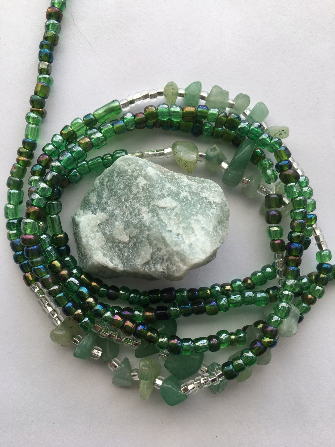 Crystal Waist Bead Set for Prosperity With Aventurine Belly Beads Heart ...