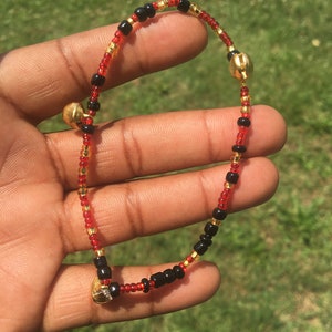 Root Chakra Beaded Anklet With Bells Red and Black Anklet - Etsy