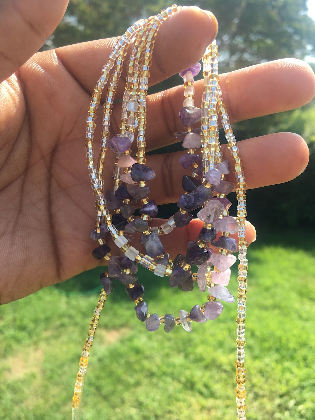 Purple African Waist Beads belly Beads Crystal waist Bead Black Owned ...