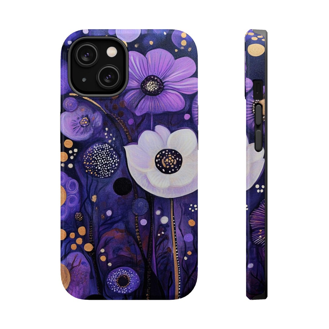 Purple Artistic Magnetic Tough Cases With Floral Designs, Phone Accessories, Gifts for Her ...
