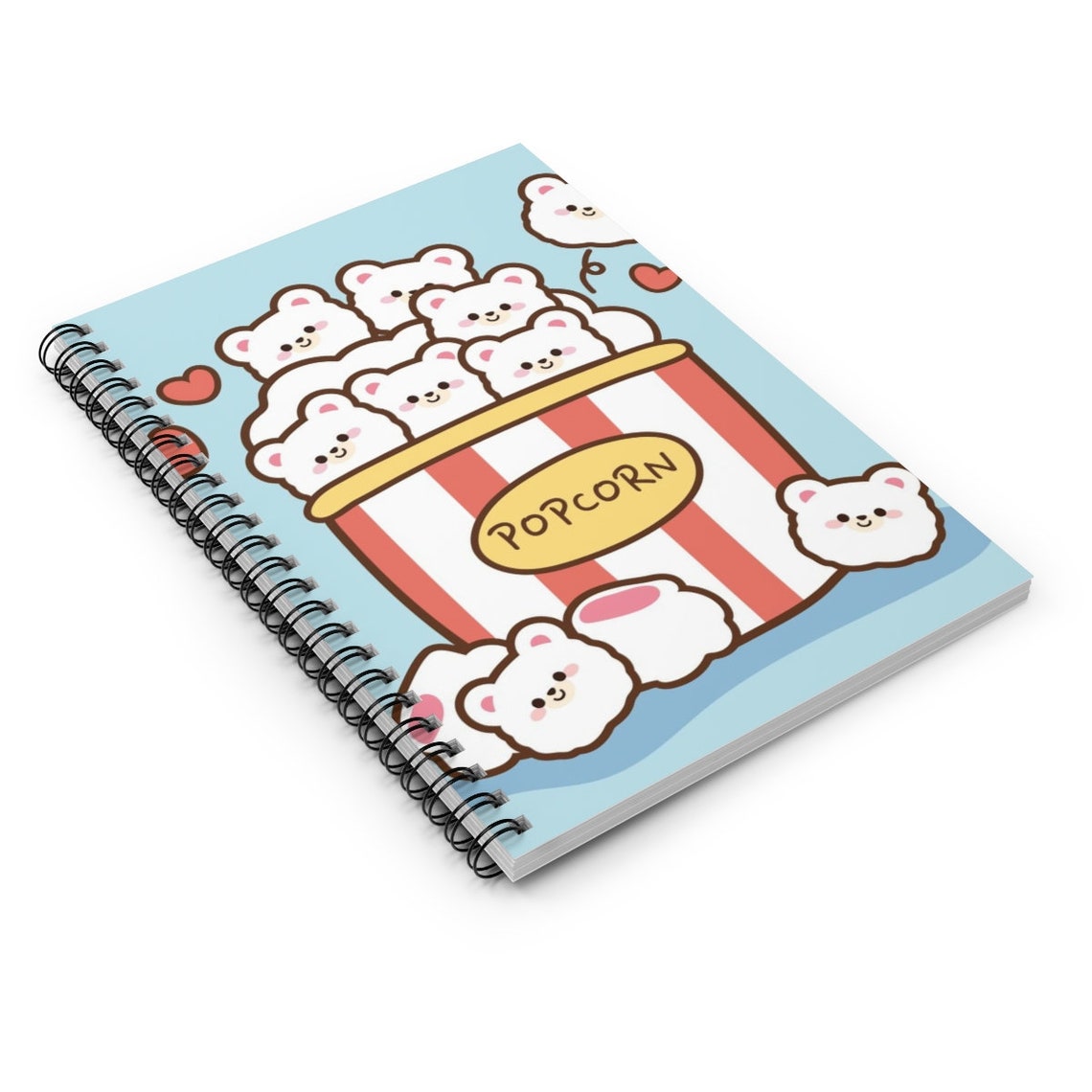 Cute Kawaii Notebook With Tiny Face Bear Popcorn Cartoon - Etsy