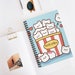 Cute Kawaii Notebook With Tiny Face Bear Popcorn Cartoon Design Print ...