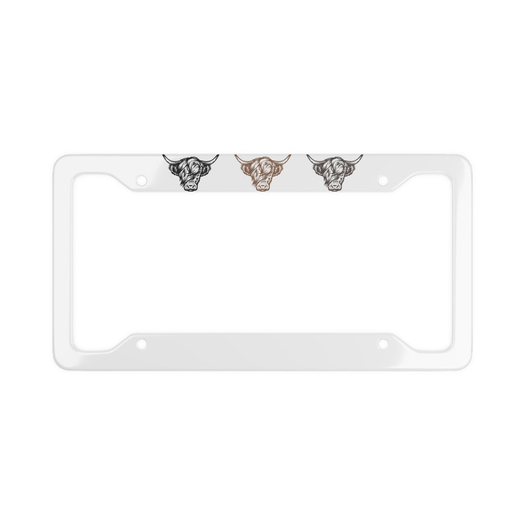 Adorable Highland Cow License Plate Holder Quirky Metal Accessory for ...