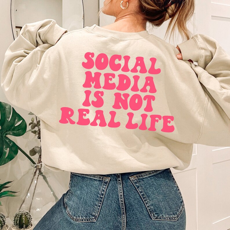 Social Media is Not Real Life PNG Retro Hot Pink Quote PNG - Etsy