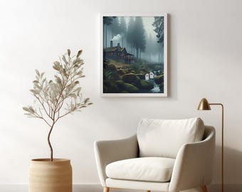 Spooky Ghost Landscape Printable Artwork - Etsy